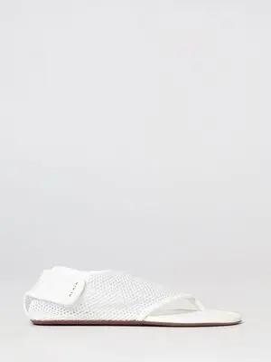 Alaïa Alaia Mesh Nylon Low-heeled Sandals With Perforated Design And Hook-and-loop Closure - White