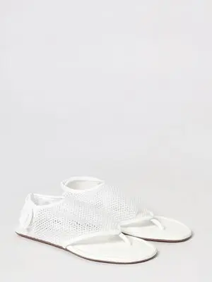 Alaïa Alaia Mesh Nylon Low-heeled Sandals With Perforated Design And Hook-and-loop Closure - White