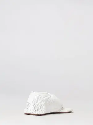 Alaïa Alaia Mesh Nylon Low-heeled Sandals With Perforated Design And Hook-and-loop Closure - White