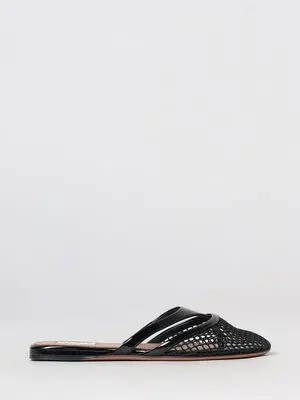 Alaïa Alaia Low Thong Mules In Patent Leather And Pvc With Perforated Pattern - Black