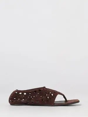 Alaïa Alaia Vienne Perforated Suede Thong Mule Sandals - Brown