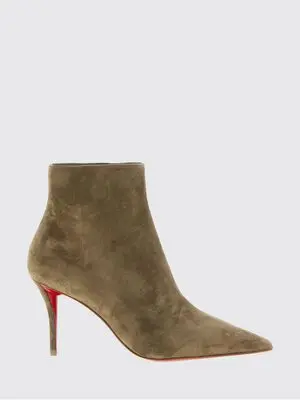 CHRISTIAN LOUBOUTIN Miss Z Suede Ankle Boots With Stiletto Heel And Zip - Gray