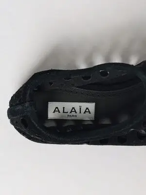 Alaïa Alaia Vienne Perforated Suede Thong Mule Sandals