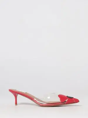 Alaïa Alaia Bloom Floral-print Leather And Pvc Mules With Mid Heel - Red