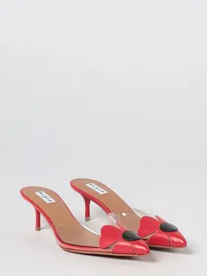 Alaïa Alaia Bloom Floral-print Leather And Pvc Mules With Mid Heel - Red