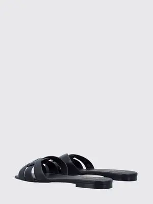 Saint Laurent Tribute Leather Mules With A Square Toe And Low Heel - Black