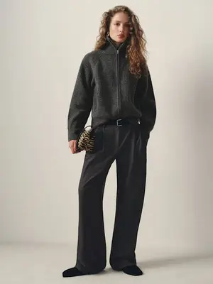 REFORMATION Joann Regen Wool Zip Sweater Jacket