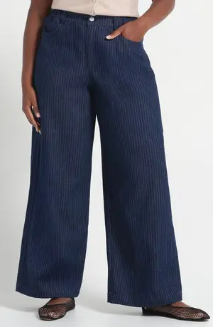 ESTELLE Winslow Pinstripe Wide Leg Jeans