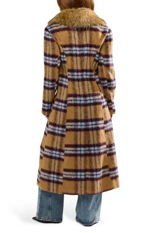 AZALEA WANG Talora Faux Fur Collar Trench Coat