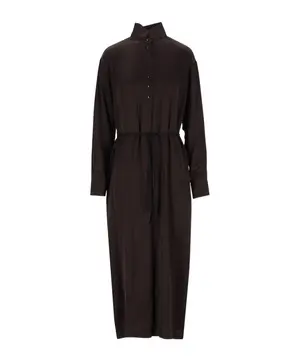 Barena Venezia Stand Collar Midi Dress - Brown