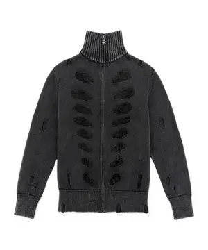 AVAVAV Distressed Zip-up Cardigan