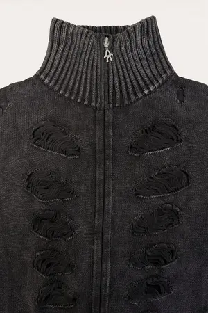AVAVAV Distressed Zip-up Cardigan