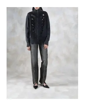 AVAVAV Distressed Zip-up Cardigan