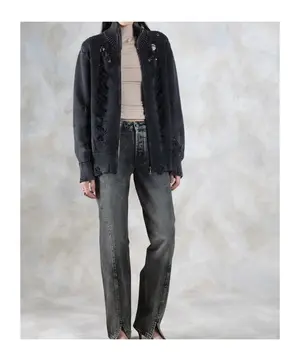 AVAVAV Distressed Zip-up Cardigan