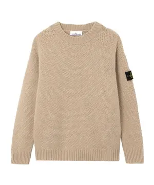 Stone Island Textured Crew Neck Knitted Jumper - Biscuit