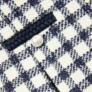 SELF-PORTRAIT Plaid Bouclé Skirt - Navy Blue