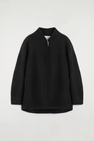 Cos Sculpted Wool-blend Zip-up Jacket - Black