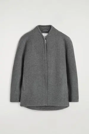 Cos Sculpted Wool-blend Zip-up Jacket - Gray