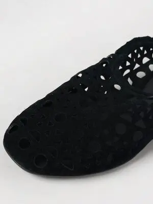 Alaïa Alaia Vienne Perforated Suede Ballet Flats With Elasticated Heel
