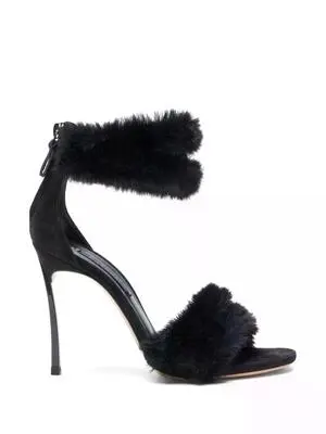 Casadei Blade Diva Minorca Faux-fur Sandals - Black
