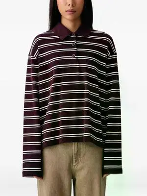Marc O'polo Striped Long-sleeve Polo Shirt - Red