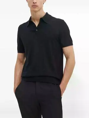 Armani Exchange Logo-embroidered Short-sleeve Polo Shirt - Black