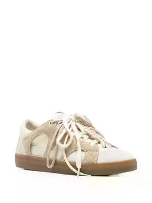 SANTHA Panelled Lace-up Sneakers - Neutrals