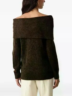 MOS MOSH Mape Off-shoulder Ribbed-knit Sweater - Brown