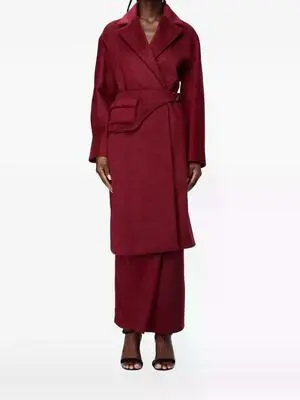 HANITA Belted-waist Notched-lapels Coat - Red