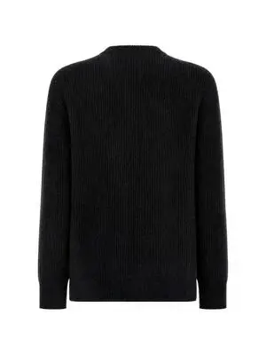AMARANTO Ribbed-knit Button-neck Sweater