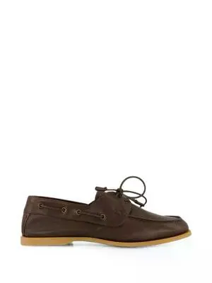 Frescobol Carioca Marina Pebbled Leather Boat Shoes - Brown