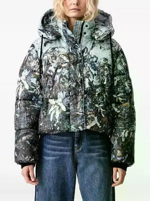 Munthe Vuba Abstract-print Puffer Jacket - Black