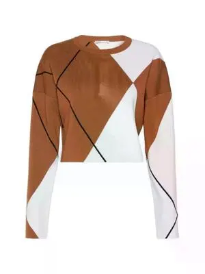 Max Mara Geometric-pattern Cropped Sweater - Brown