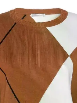 Max Mara Geometric-pattern Cropped Sweater - Brown