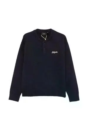 Axel Arigato Tag Logo-patch Henley Sweater - Blue