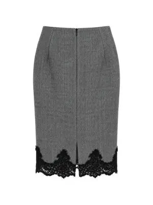 CLIPS Herringbone Lace-trim Skirt