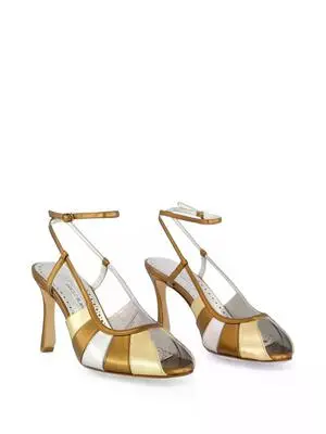 Manolo Blahnik Coludadhi Metallic Leather Sandals