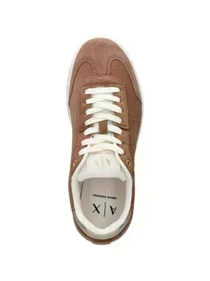 Armani Exchange Perforated-logo Suede Sneakers - Brown