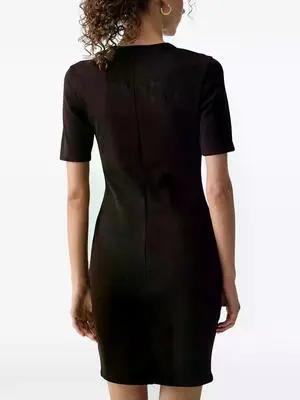 Armani Exchange Ribbed-knit Logo-plaque Mini Dress