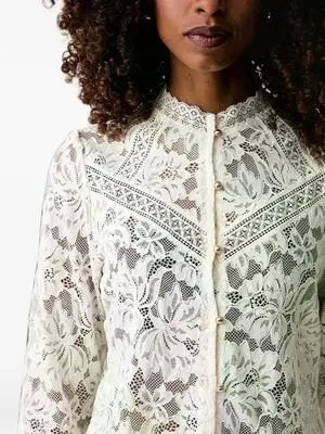 MORGAN Floral-lace High-neck Shirt