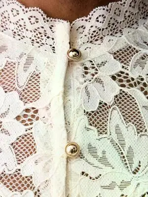 MORGAN Floral-lace High-neck Shirt