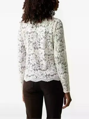 MORGAN Floral-lace High-neck Shirt