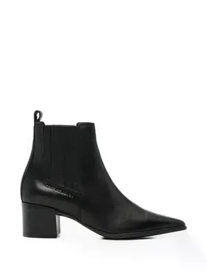 SUMMERY COPENHAGEN Pointed-toe Leather Ankle Boots - Black