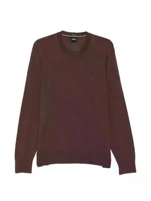 BOSS Logo-embroidered Wool Sweater - Brown