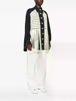 ALEMAIS Fringe-trim Woven-panel Shirt