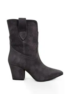 POCHE PARIS Izme Pointed-toe Suede Cowboy Boots - Grey