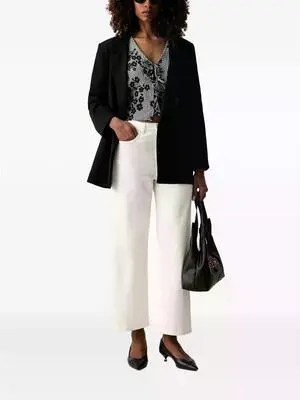 MORGAN Gingham Floral-print Blouse