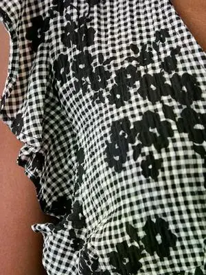 MORGAN Gingham Floral-print Blouse