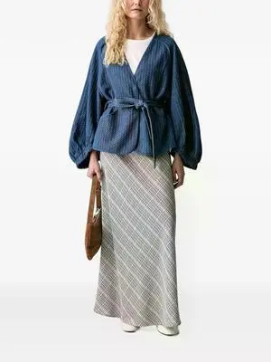 Munthe Vidya Belted Balloon-sleeve Jacket - Blue