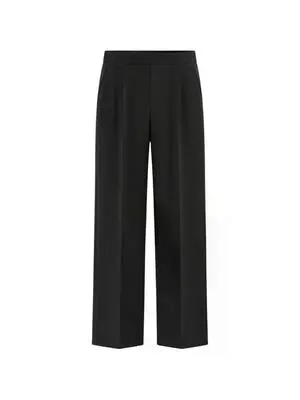 CLIPS Elasticated-waist Wide-leg Trousers - Black